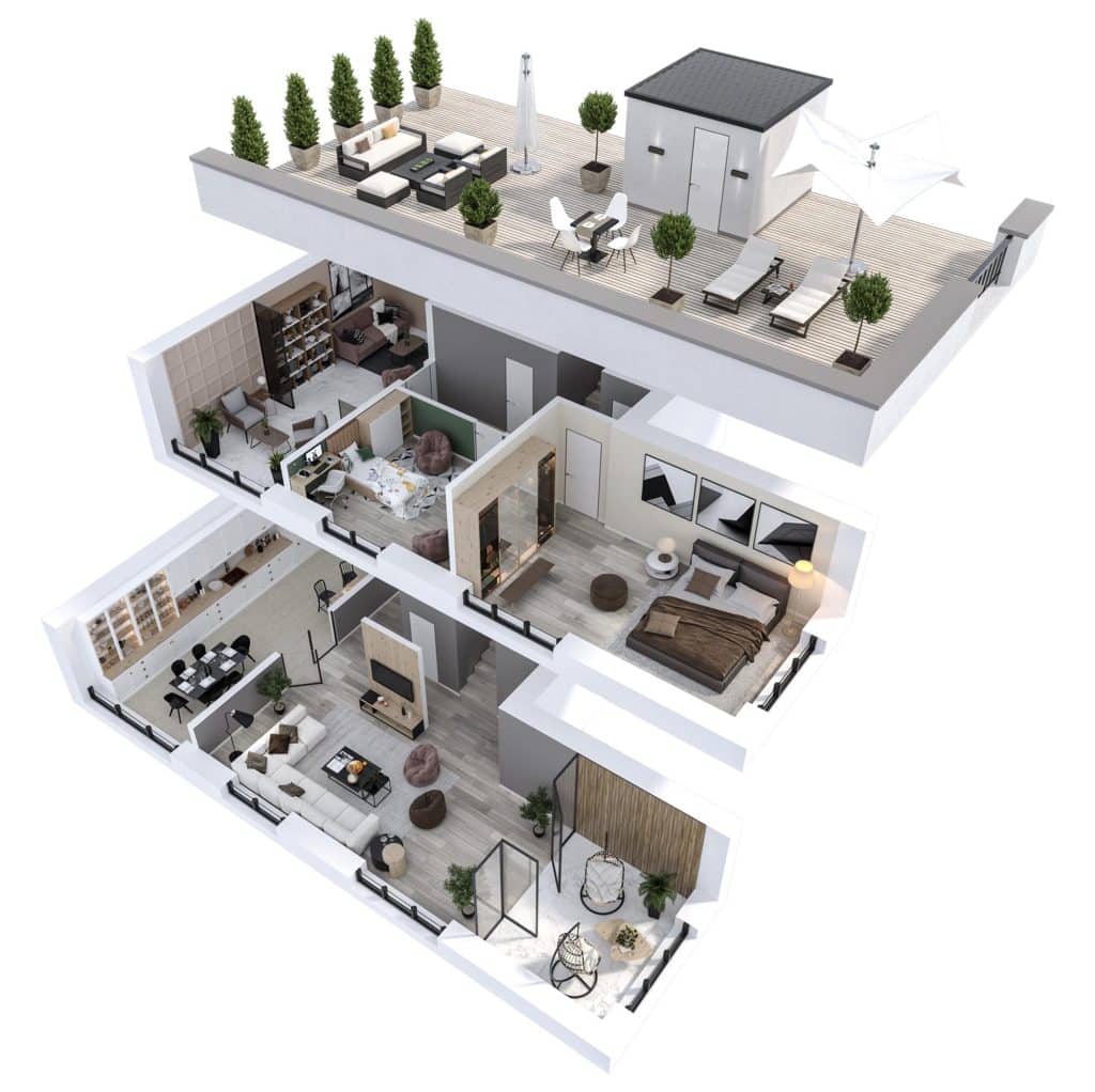 2D plans & 3D plans – Drawing and axonometric illustration ...
